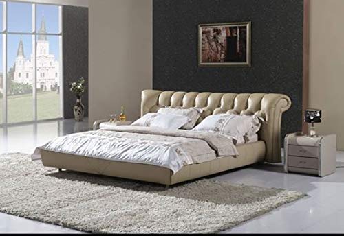 Chandra Interiors Pure Leather Chesterfield Storage Bed with Side ...