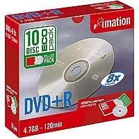 Amazon.com: Imation DVD+R 8X 4.7GB 10 Pack (5X 2pk Disc Box Slider ...