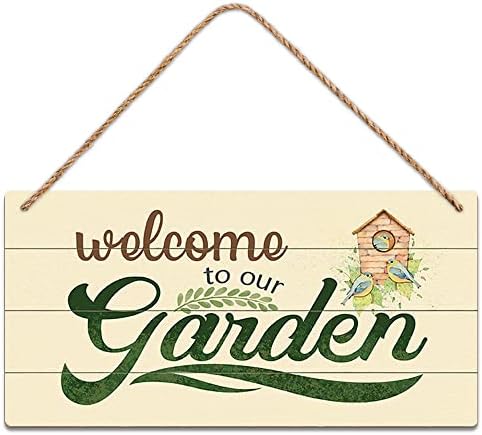 Amazon.com : Linfevisi Metal Garden Welcome Sign Decor Rustic Hanging ...