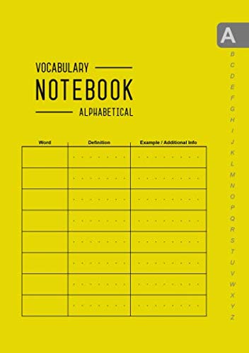 Amazon.com: Vocabulary Notebook Alphabetical: A5 Medium Notebook 3 ...