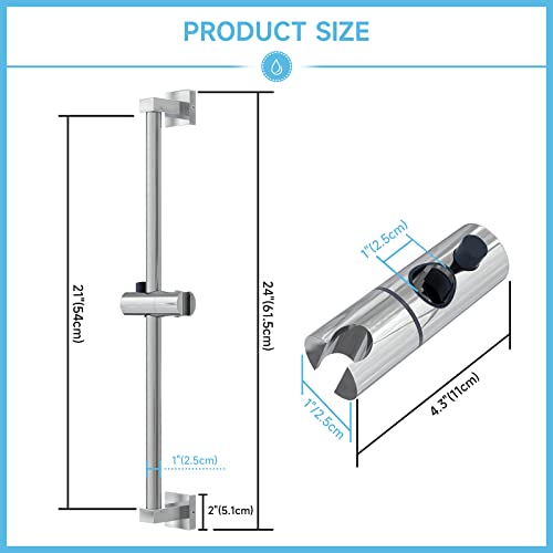 Misounda Shower Riser Rail, 610mm Shower Slide Bar Stainless Steel ...