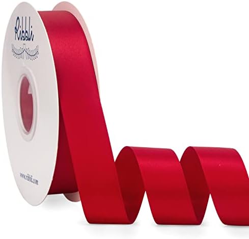 Amazon.com: Ribbli Red Satin Ribbon Double Faced Satin 1/2 inch x ...