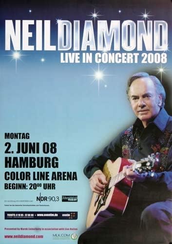Neil Diamond - Live in Concert 2008 - Poster, Concertposter, Concert ...