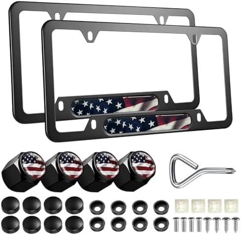 Amazon.com: American Flag License Plate Frames - 2 Pack Patriotic ...