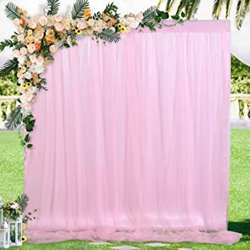 Boltove® Decoration Pink Backdrop Curtain Tulle Net Transparent for ...