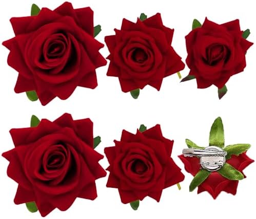 Amazon.com : Ahoney Red Rose Hair Clips Set - 6 Pieces Floral Alligator ...