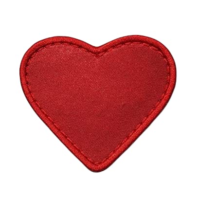 Amazon.com: Red Satin Heart Patch Iron on or Sew on Patches ...