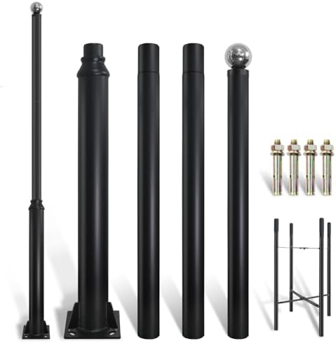 Diiscu 2.28in Street Light Pole 13ft Tall, Black Outdoor Galvanized ...