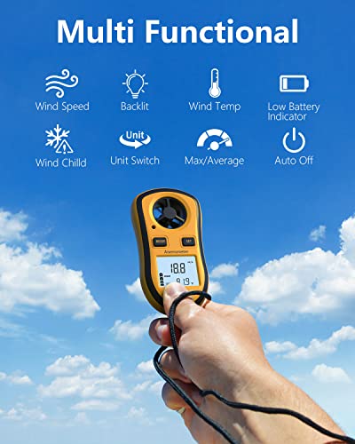 BENETECH Handheld Anemometer, Digital Wind Speed Meter Air Flow Meter ...