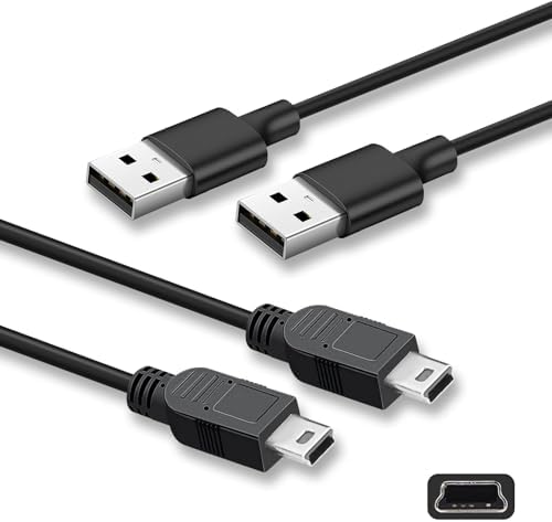 2 Pack 1.5m/5ft USB Type A Male to Mini B Charging Cable for PS3 ...