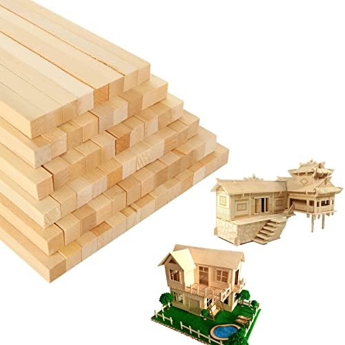 YAYODS 100Pcs Square Wooden Sticks 10mm, Unfinished Square Dowel Rods ...