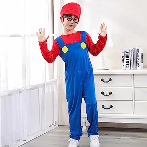 Partymall Mario Bros Costume for Adult/Kids with Bodysuit, Mario Cap ...