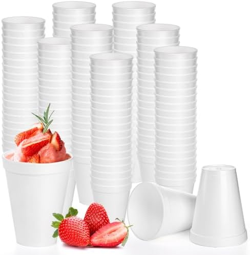 Amazon.com: ZENFUN 120 Pcs Disposable Foam Cups, 12 Oz White Insulated ...