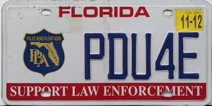 Amazon.com: Florida Support law Enforcement license plate blue numbers ...