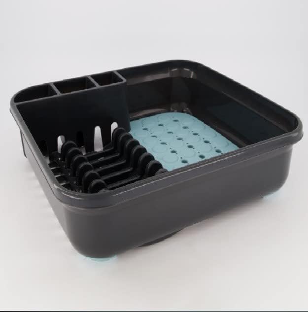 Addis Premium Plastic Dish Draining Station Rack, Plastic, Grey & Blue ...