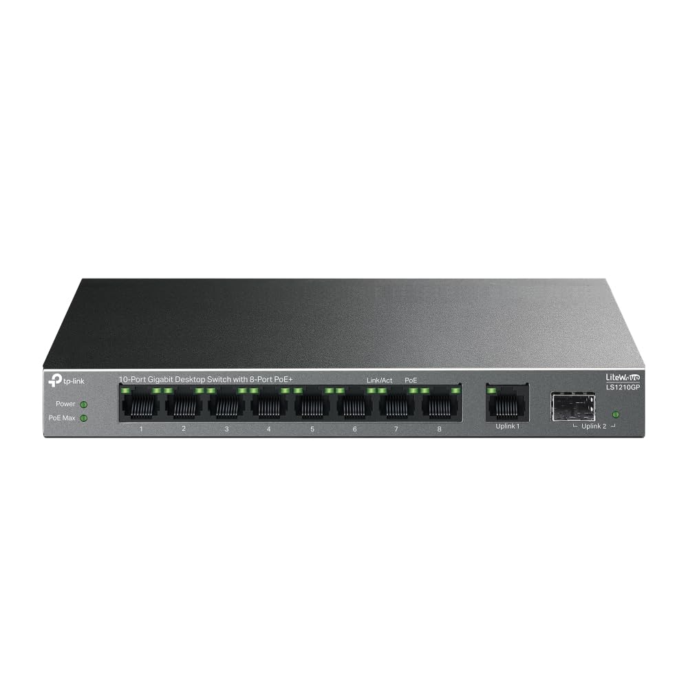 TP-Link 10-Port Gigabit Desktop Ethernet Switch with 8-Port PoE+ ...