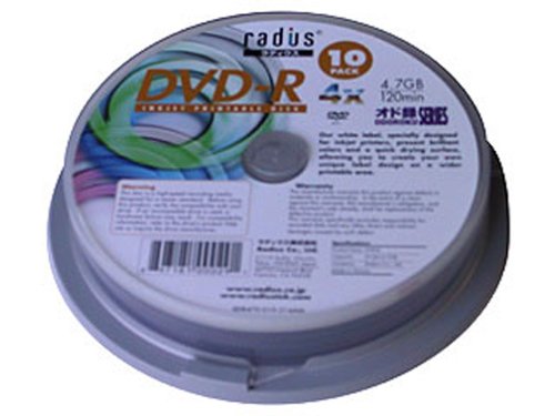 Radius Technology DVD-R Printable 4.7 GB / 120 Min 4x ( 10 pack Cake ...