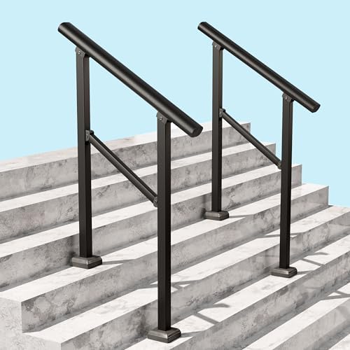 2 Pack 3 Step Hand Rails for Outdoor Steps, Porch Railing for 2 to 3 ...