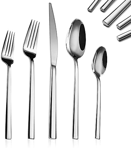 Amazon.com | Beaded Edge 20-Piece Black Silverware Set, Mirror Polished ...