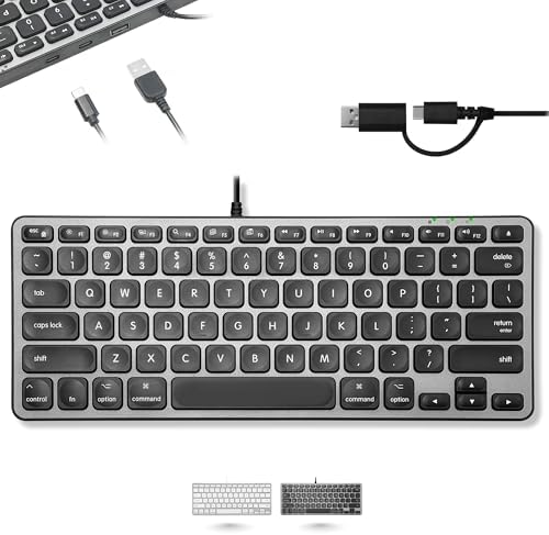 Amazon.com: Macally Wired Keyboard for Mac with USB Hub (2X USBC / 1x ...