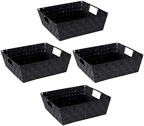 Amazon.com: Simplify Large Shelf Woven Strap Tote, Decorative Storage ...