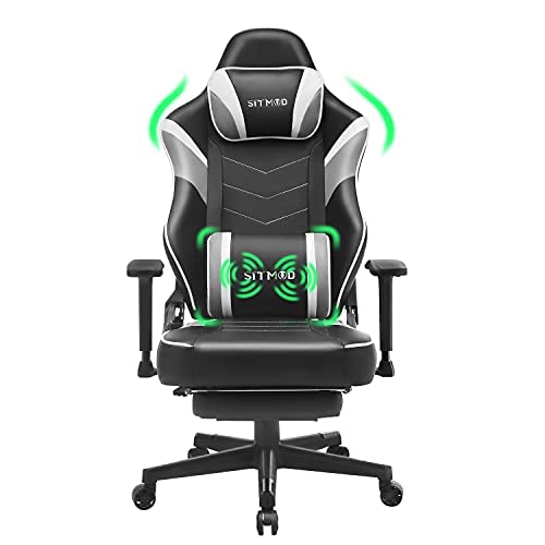 Buy sitmod White Gaming Chair with Massage Video Gaming Chairs for ...
