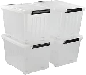 Amazon.com - Asking 4-Pack Clear Large 50 L Plastic Storage Boxes ...
