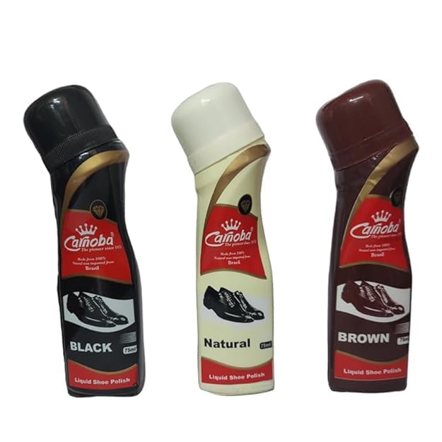 Carnoba Liquid Shoe Polish 75ml: (Pack of 3- Black + Brown + Natural ...