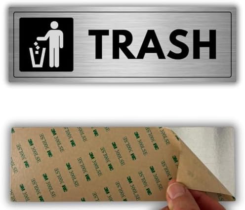 Amazon.com : Trash Sign - 3 x 9 Inch - Aluminum - Strong Self-Adhesive ...