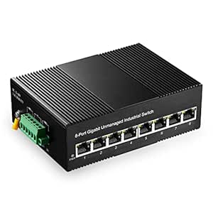 Binardat 8 Port Gigabit Din Rail Industrial Ethernet Switch, 8 Ports 10/100/1000Mbps, Fanless ...
