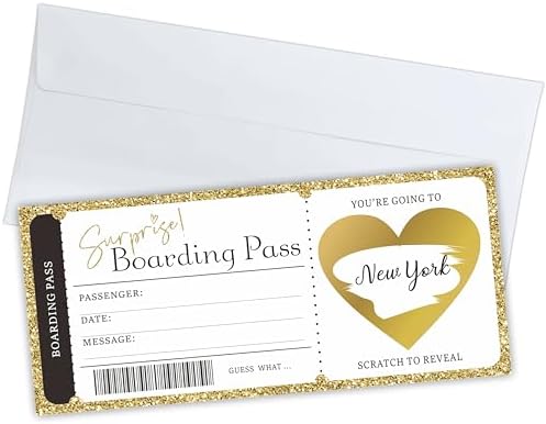 Amazon.com : Surprise Boarding Pass Gift Ticket, DIY Scratch Off Travel ...