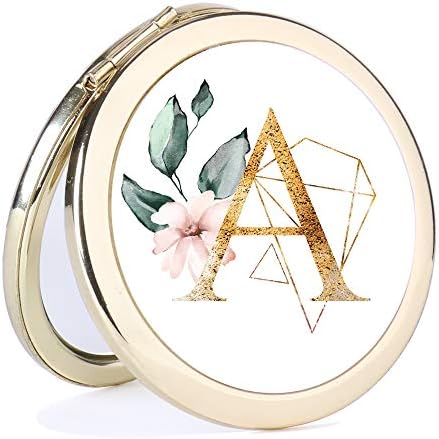 Amazon.com: Compact Mirror with Monogram Initial Pocket Mirror ...