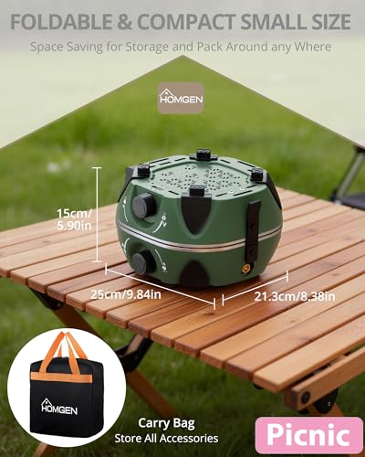 HOMGEN Portable Dual Burner Propane Stove - 20,000 BTU Foldable Camping ...
