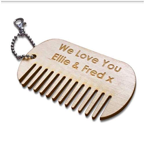 Personalised BEARD COMB Keyring Present Any Name Gift Dad Husband Gift ...