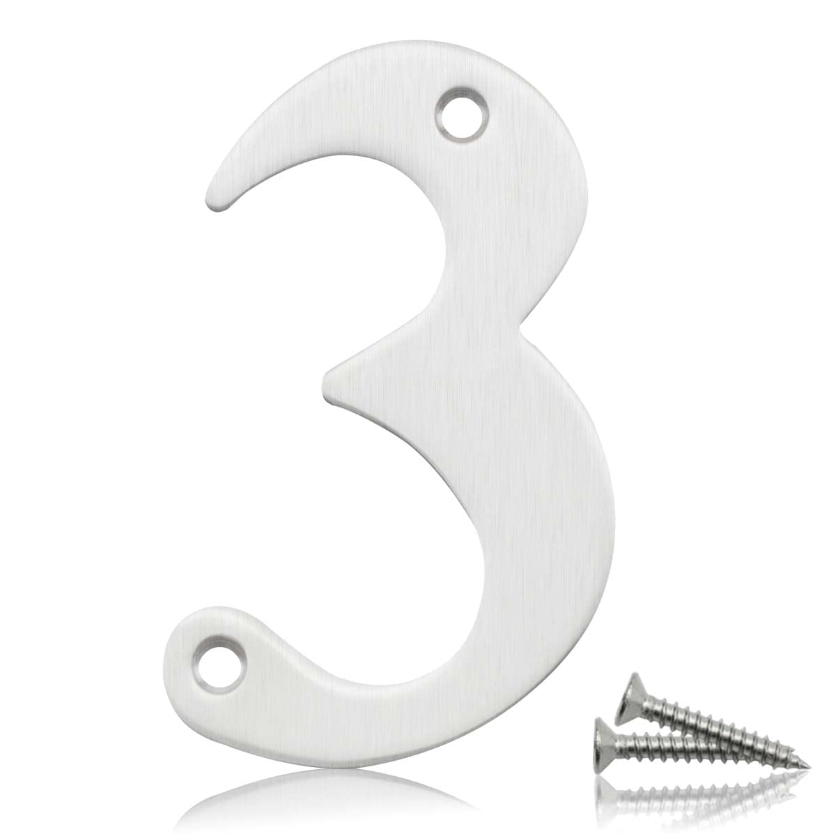 Bwintech 1 Pcs 75mm Satin Nickel SS304 House Numbers Door number 3 ...