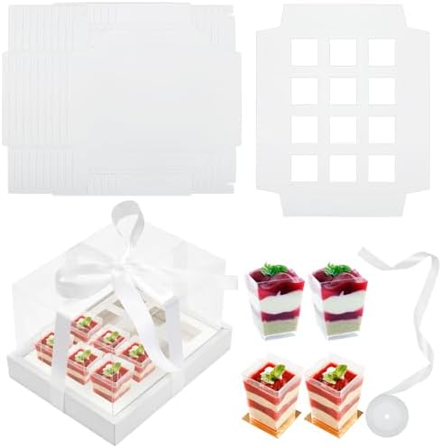 Amazon.com: Kritkin 10 Sets Square Dessert Shooter Cup Transport Boxes ...