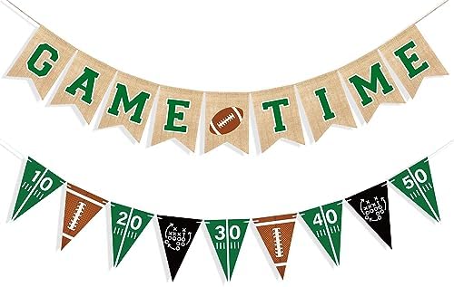 Amazon.com: VILIFEVER Game Day Burlap Banner Football Themed Garland ...