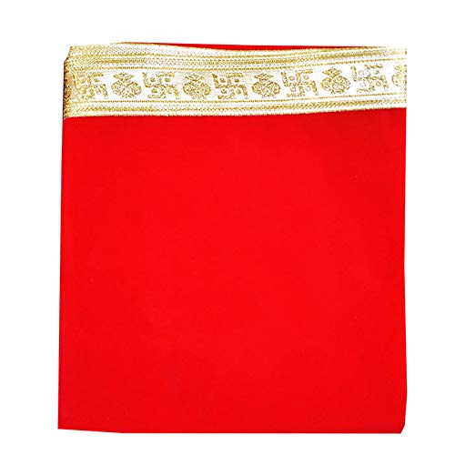MARSHLAND Red Velvet Pooja Aasan with Golden Border Soft and Smooth ...