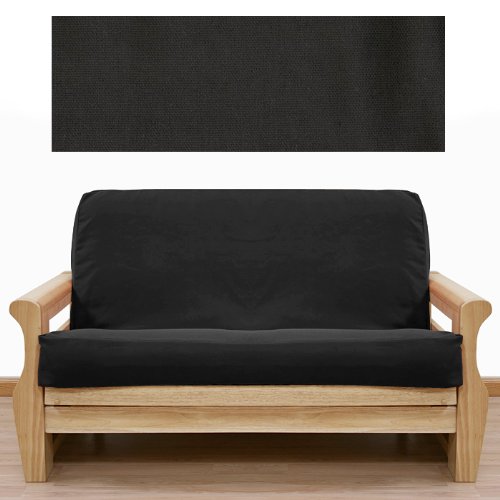Amazon.com: SlipcoverShop Solid Black Futon Cover Queen 400 : Home ...