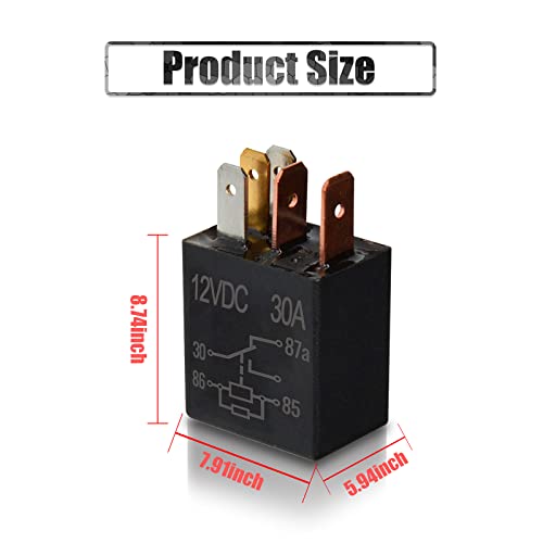 Snapklik.com : Miytsya 4 Pack Car 5 Pin Relay Switch 12V 30A SPST ...