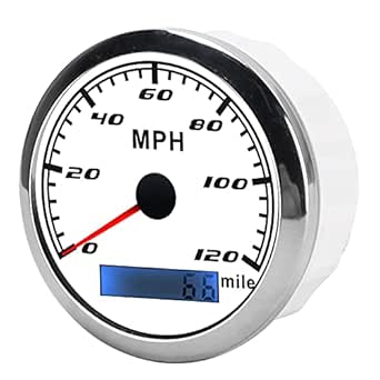 GPS Speedometer, 120 MPH GPS Speed Gauge IP67 Waterproof Red Backlight ...