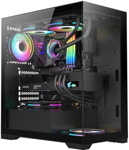 Combrite VIEW Gaming PC Case, Mid Tower ATX, Tempered Glass Panels, GPU ...