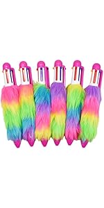 Amazon.com : Maydahui 6 Pcs Fun Rainbow Fluffy Plush Ballpoint Pens ...