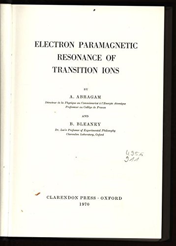Amazon | Electron Paramagnetic Resonance of Transition Ions (Monographs ...