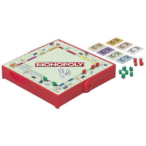 Monopoly Compact Portable Game for 2-4 Players, Travel Game for Kids ...