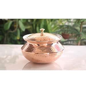Buy INDIAN ART VILLA Copper Handi/Degchi with Tin Lining Inside, 2000 ...