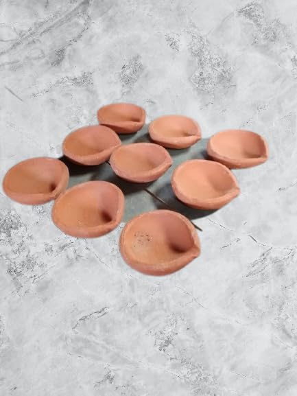 Buy 9pcs Clay Diya/Chirad/Deepam/Deepa/Earthen Lamp for Diwali Special ...
