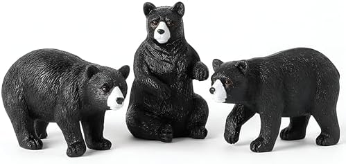 Amazon.com: BrightRow 3 Pcs Mini Black Bear Figurines Set Realistic ...