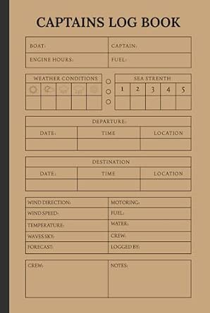 Captains Log Book: Daily Boat Journal Logbook for Trips, To Service and ...
