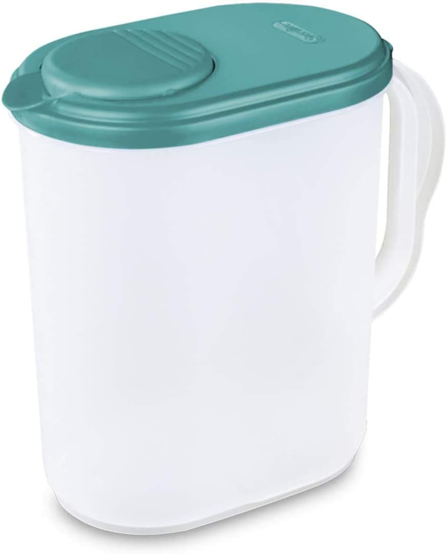 Amazon.com: Sterilite 1-Gallon Round Pitcher, Clear with Blue Lid ...